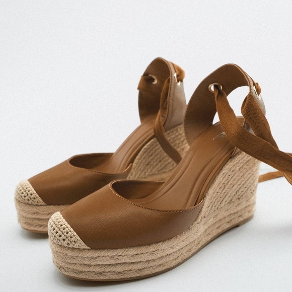 Zara | Shoes | Zara Lace Up Wedge Sandals | Poshmark